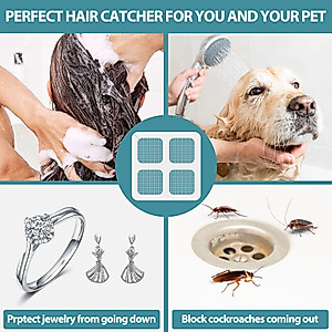 30 PCS, 4" X 4" Disposable Shower Drain Cover Hair Catcher Shower Drain Mesh Stickers, Kitchen, Laundry, Bathtub,Bathroom, Sink, for Human and pet Hair