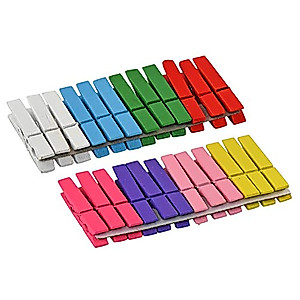 Home-X Set Large Colorful Heavy-Duty Wooden Clothespins Set of 24-8 Colors-3”L