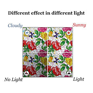 DKTIE Flower Series Stained Glass Window Film with Installation Kit, Decorative Window Privacy Film Sun Blocking Heat Control Static Cling Window Film Frosted Glass Film (A, 17.7 x 78.7 Inch)