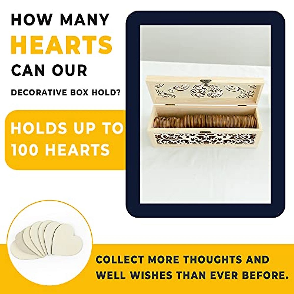 Kingdom Decor Wedding Guest Book Alternative. Guestbook Heart Drop and 100 Large Wood Hearts! Bridal, Baby Shower Guest Book Box, Graduation, Wedding Guestbook, Frame Alternatives, Wedding Card Box