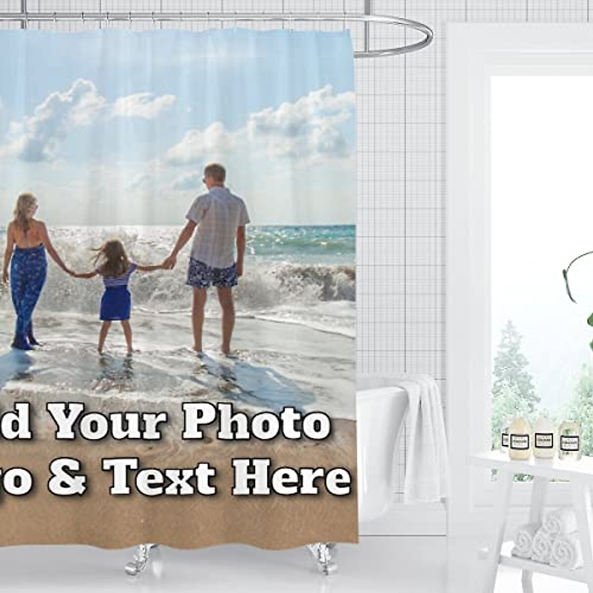 Sinsoledad Custom Shower Curtain, Personalized Shower Curtain Upload Image Backdrop Photograph Art Design ADD Logo Text (48"x72")
