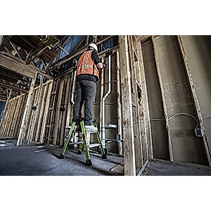 Little Giant Ladders, Sure Step, 3-Step, Double-Sided Step Stool, Fiberglass, (11953), Type 1AA, 375 lbs Weight Rating, Hi-viz Green