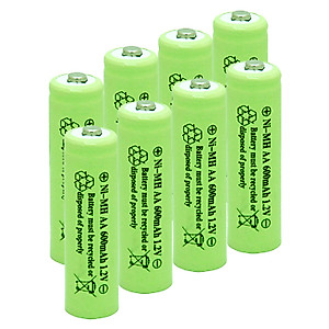 GSUIVEER Solar Light AA Ni-mh 600mAh 1.2V Rechargable Batteries AA Rechargeable Batteries for for Solar Lights (8Pack AA)