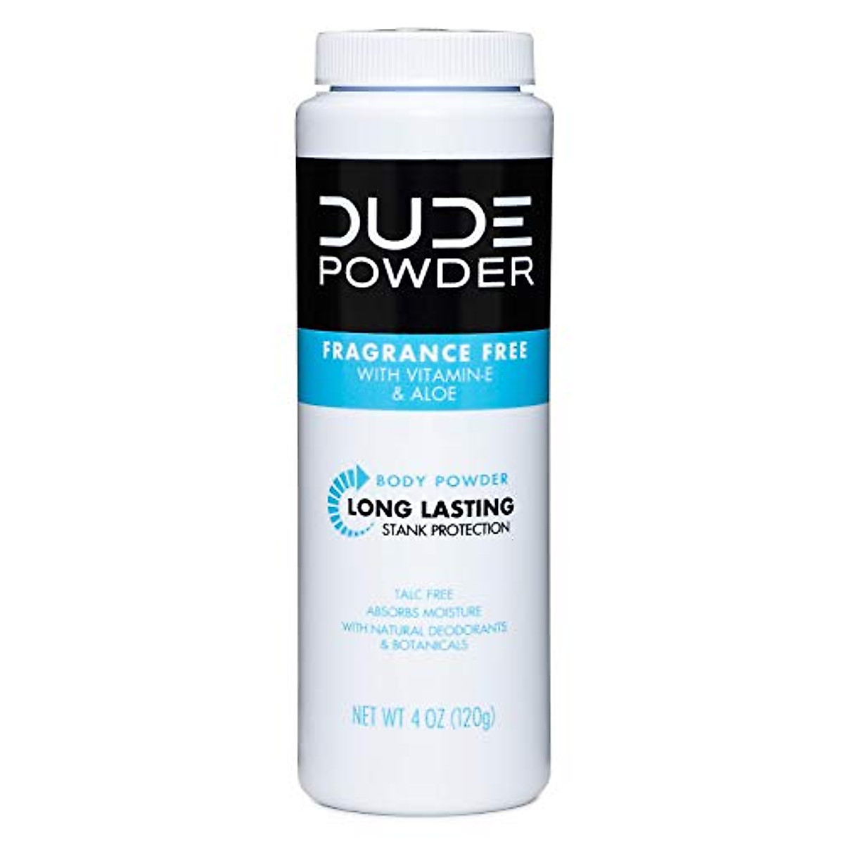 DUDE Body Powder - Fragrance Free 4 Ounce (3 Bottle Pack) Natural Deodorizers With Chamomile & Aloe, Talc Free Formula, Corn-Starch Based Daily Post-Shower Deodorizing Powder for Men