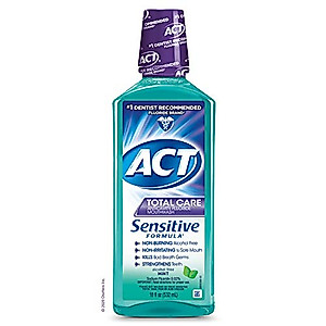 ACT Total Care Sensitive Formula Mouthwash 18 fl. oz. Anticavity Mouthwash With Fluoride, Mint