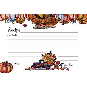 Monster Mash Halloween Recipe Card (10) Spooky Jack-o-Lanterns, Fun Recipe Cards Cooking Recipes