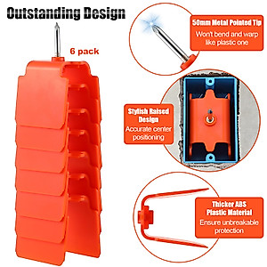 Dreyoo 6 Pack Outlet Marker for Drywall, Blind Mark Dry Wall Electrical Box Locator Tool for Drywall Installation, Drywall Outlet Markers with Metal Tip for Single Gang Outlets Box Wire Protection