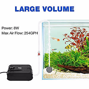 Aquarium Air Pump 4 Outlet, Lychee 254GPH 8W Quiet Oxygen Pump Fish Tank Aerator Pump with Check Valve Air Stone for Up to 300 Gallon Fish Tank
