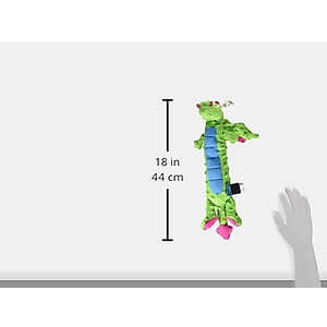 goDog Bubble Plush Skinny Dragons Squeaky Plush Dog Toy, Chew Guard Technology - Green, Large