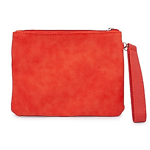 Disney Wallet, Double Pocket Wristlet, Disney Signature D Silver Logo, Red, Vegan Leather