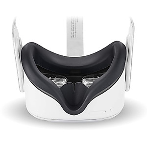 Compatible with Oculus Quest 2 Accessories, Silicone Face Cover, VR Shell Cover,Touch Controller Grip Cover,Protective Lens Cover,Disposable Eye Cover(Black)