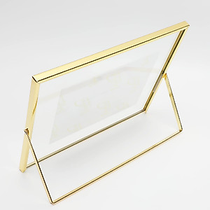 AhaGo Gold Floating Frame(8"×10", Horizontal), For Picture 7x9, 6x8, 5x7, Tabletop Shelf Photo Frame, Home or Office Decor, Classy For Holiday, Birthday or Wedding