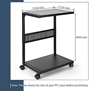 Bfttlity PC Stand Computer Tower Stand 2-Tier Metal CPU Stand with Locking Caster Wheels Suitable for Most PC (S)