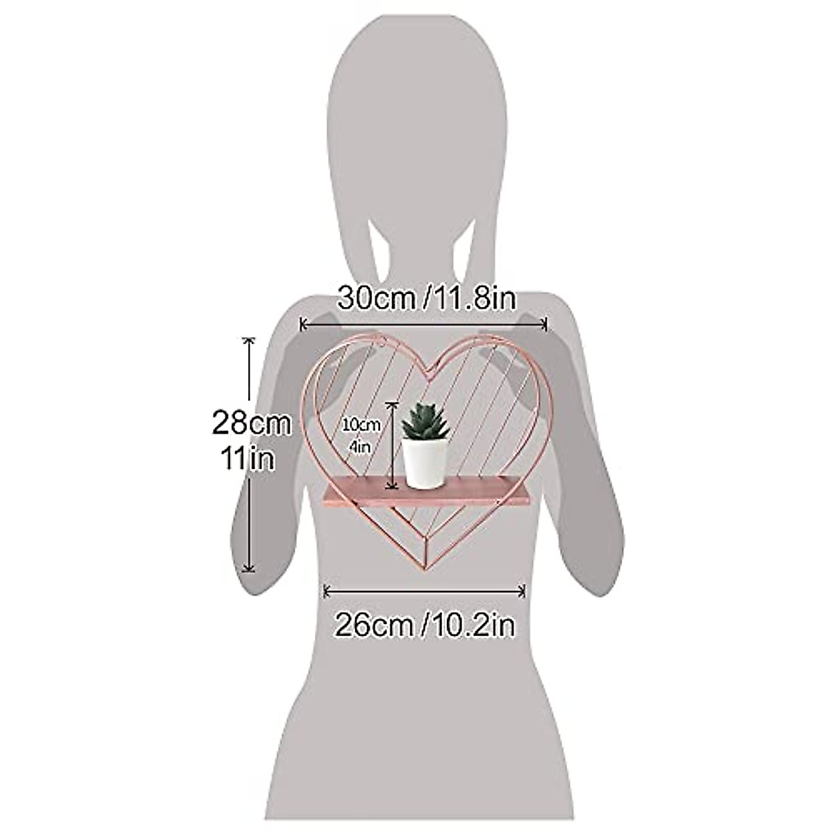 JJYGYTG Shelf Wall Shelf Rose Gold Decorative Shelf Metal Heart-Shaped Shelf Living Room Bathroom (Color : Black)