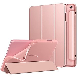 MoKo Case Fits All-New Kindle Fire HD 8 & 8 Plus Tablet (12th Generation-2024/2022 Release) 8", Soft TPU Frosted Colored Back Cover Multi-Angle Slim Smart Shell, Auto Wake/Sleep,Rose Gold