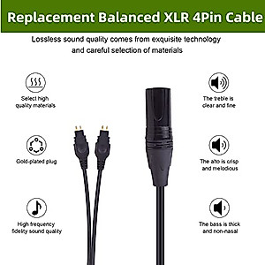 Saipomor HD660s XLR 4-pin Balanced Cord Replacement Upgrade OFC Splitter Cable Compatible with SENNHEISER HD525 HD535 HD545 HD565 HD580 HD58X HD600 HD650 HD6xx HD660s Headphones(5ft)