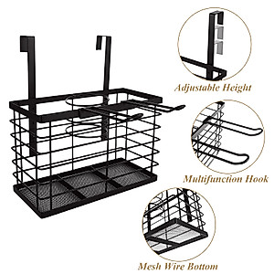 CYEAH 2 Pack Hair Dryer Holders, 3-in-1 Hair Tool Organizer Blow Dryer Holder, Adjustable Height Wall Mounted/Cabinet Door Bathroom Organizer Storage for Hair Dryer, Curling Wands, Hair Straighteners