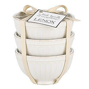 Lenox (858037 ) French Perle Groove Bowls (Set of 3), Mini, White