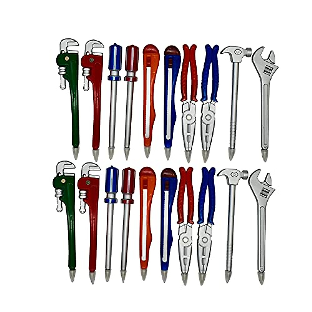 Maydahui 20PCS Hardware Hand Tool Pens Novelty Shape Black ink Ballpoint Pen Pipe Wrench Pincer Pliers Art Knife Spanner Hammer Screwdriver for School Skilled Worker
