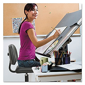 Safco 3406Bl Precision Extended Height Swivel Stool W/Adjustable Footring Black Vinyl