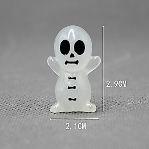 BinaryABC Halloween Glow in The Dark Pumpkin Ghost Miniature Figurines,Luminous Garden Ghost Decor, Fairy Garden Doll House Accessories,Halloween Party Favors,4Pcs