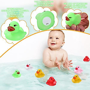 12 Packs Light up Rubber Ducks Glow Bath Toys Flashing Ducks for Bath for Teens on Birthday Easter Christmas Shower Pool Bath Toys Preschool Bathtub Bathroom (Cute Color)