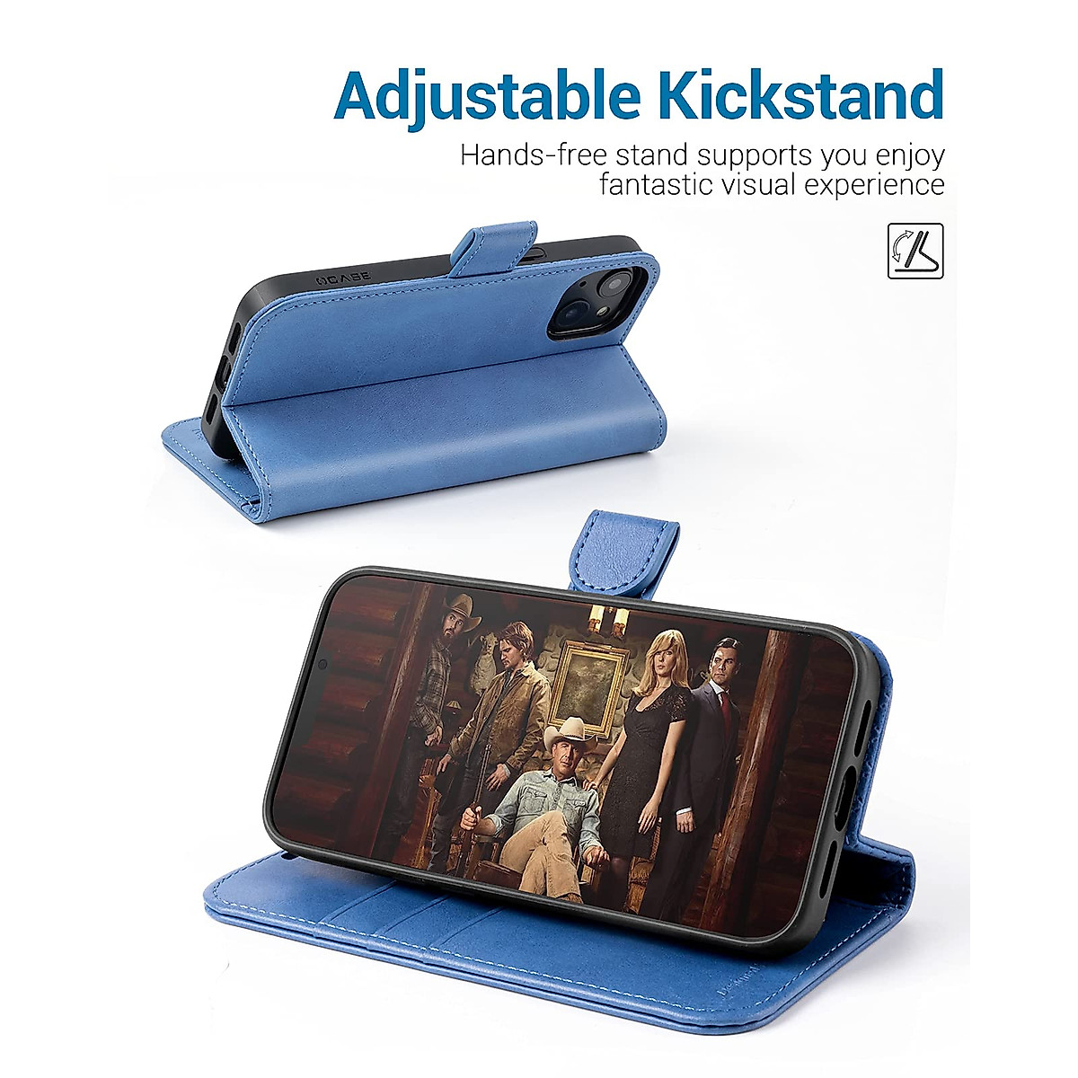 OCASE Compatible with iPhone 13 Wallet Case, PU Leather Flip Folio Case with Card Holders RFID Blocking Kickstand [Shockproof TPU Inner Shell] Phone Cover 6.1 Inch 2021 (Light Blue)