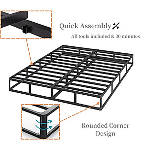 Aardhen 9 Inch High Profile Queen Box Spring Strong Metal Frame Mattress Foundation, Quiet Noise-Free,Easy Assembly, 3000lbs Max Weight Capacity