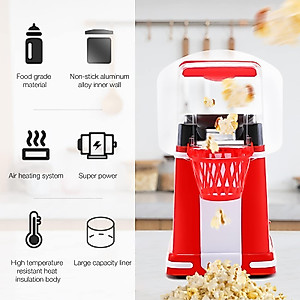 Electric Popcorn Maker Machine Basketball Hoop, Automatic Popcorn Machine Household Appliances For Kids, 1200W Popcorn Machine Movie Theater Style, Very Low Noise,Easy To Clean for Home Use, Party