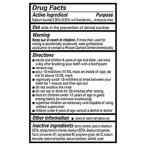 Amazon Basics Kids Anticavity Fluoride Rinse, Alcohol Free, Bubble Gum, 500mL, 16.9 Fluid Ounces, 1-Pack (Previously Solimo)