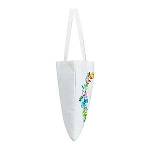 Okuna Outpost Set of 2 Reusable Monogram Letter T Personalized Canvas Tote Bags for Women, Floral Design (29 Inches)