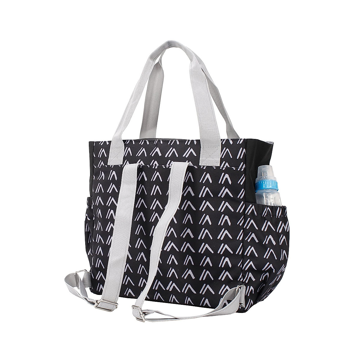 iPack Baby 13In Drop Front Diaper Bag Tote, Arrow Print | Gray, CP00439, Grey, Large