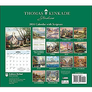 Thomas Kinkade Studios 2024 Deluxe Wall Calendar with Scripture