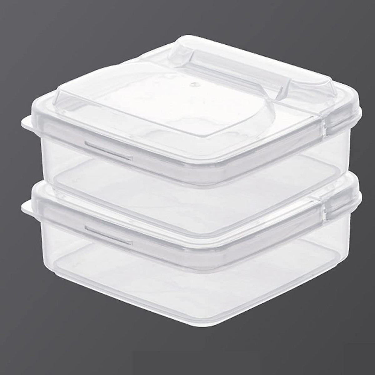 Teensery 2 Pcs Plastic Cheese Storage Box with Lid Multi-Purpose Square Food Container for Fruits Vegetable, 4" x 4" x 1.6" (Clear)