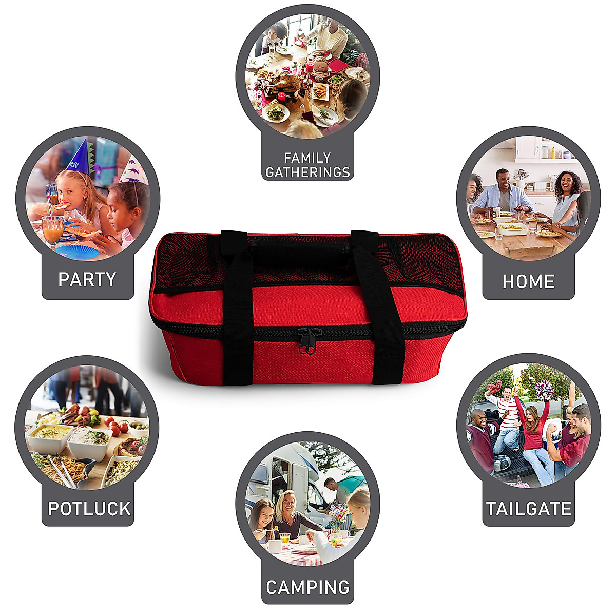 HOTLOGIC Food Warming Tote, Casserole Carrier 120V, Red