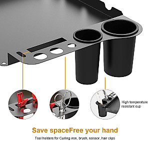 Salon Tray on Wheels with 2 Magnetic Bowls, Rolling Metal Aluminum Tray Cart Height Adjustable for Hair Stylist, Hair Extension Tool Tray, Tattoo Tray with Hair Stickless Wheels