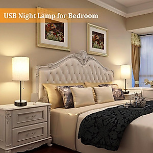 Dott Arts Bedside Lamps for Bedrooms Set of 2, Table Lamps for Nightstand with 3 Color Modes 2700K-5000K, AC Outlet, Nightstand Lamp Night Lamp for Living Room/Reading Room