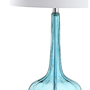 JONATHAN Y JYL1079B-SET2 Set of 2 Table Lamps Bette 28.5" Glass Teardrop LED Table Lamp Contemporary Bedside Desk Nightstand Lamp for Bedroom Living Room Office College Bookcase, Aqua