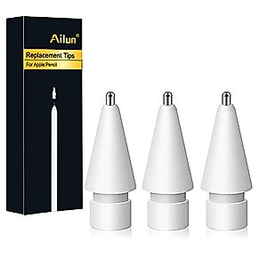 Ailun 3 Pack Apple Pencil Tips Replacement,Compatible with Apple Pencil 1st Gen and 2nd Gen,Penlike Metal Nib Wear-Resistant Pen Needle Stylus Tip,Precise Control White [3 Pack]