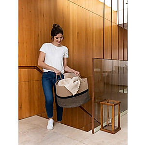 OrganiHaus Blanket Storage Basket 20x13 | Extra Large Basket for Blankets Living Room | Woven Laundry Basket | Large Blanket Basket Living Room | Brown Large Woven Basket | Baby Laundry Hamper