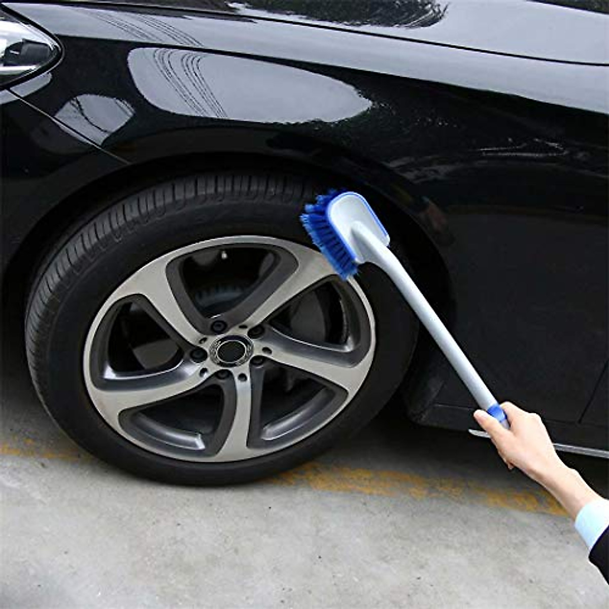 CTIIU Car Tire Cleaning Brush Long Handle Wheel Brush Exhaust Pipe Cleaning Brush,Gm Truck,Motorcycle,Bicycle,Multi-Function Cleaning Tool