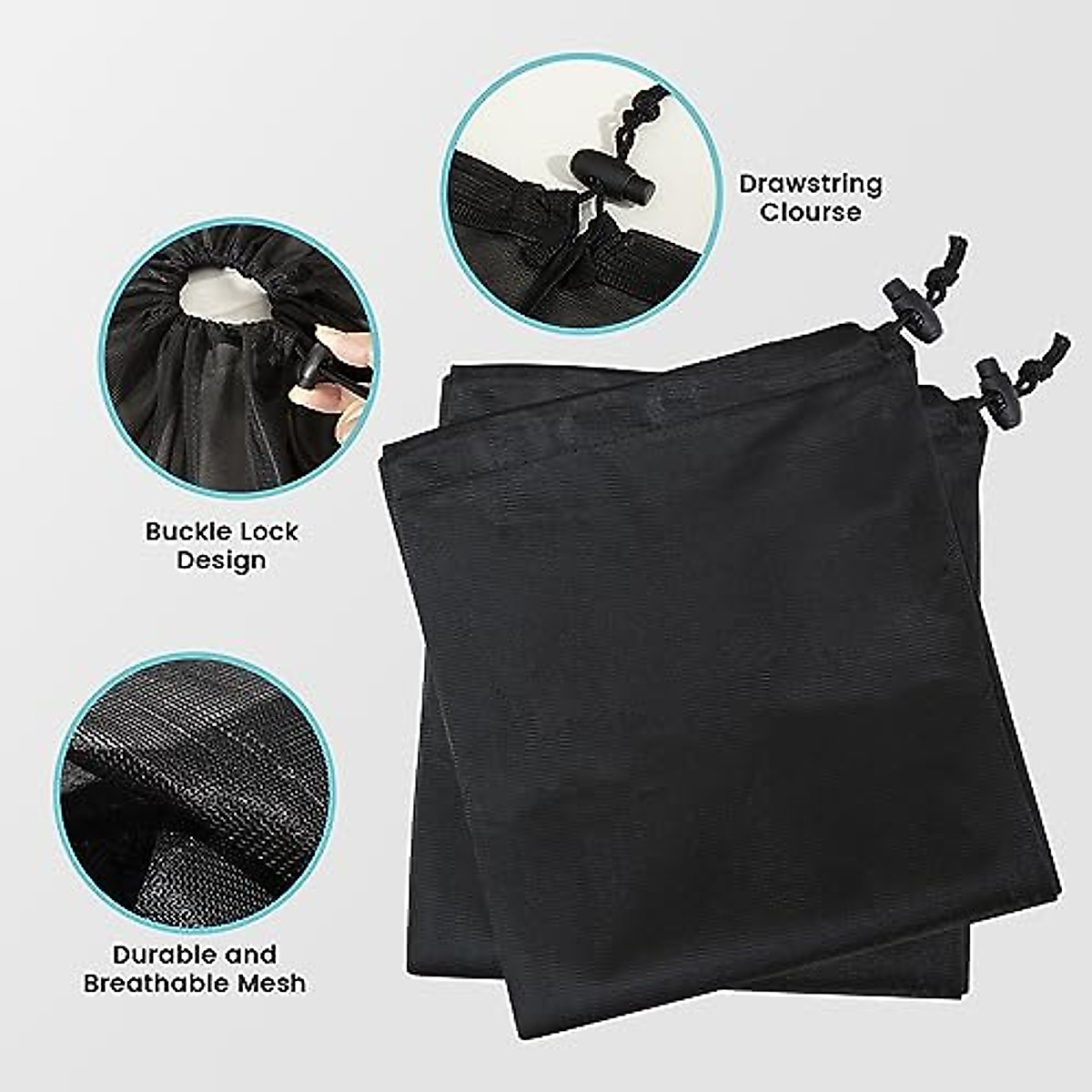 Set of 3 Mesh Laundry Bags Travel Storage Bag, Clothing Washing Bags for Laundry, Blouse, Bra, Hosiery, Stocking, Underwear, Lingerie Seamei (Black-3)