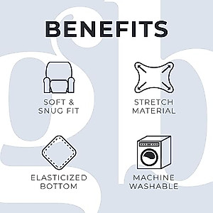 Great Bay Home Printed Twill Recliner Slipcover. One Piece Stretch Recliner Cover. Strapless Recliner Cover for Living Room. Fallon Collection Slipcover. (Recliner, Smoke Blue)