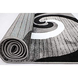 GLORY RUGS Black Area Rug 8x10 Gray Modern Carpet Bedroom Living Room Contemporary Dining Accent Sevilla Collection 4817A (Grey Black)