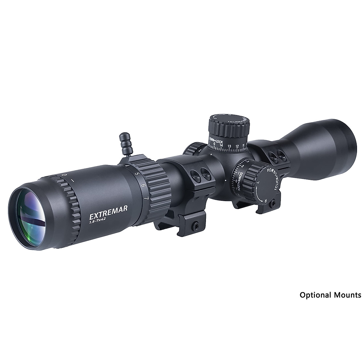 Viiko Long Eye Relief Scope 1.5-7x42 Half Mildot Illuminated Reticle 7.8’ Eye Relief Fits Mosin 1891/30 M39 M44 Huge Eye Box Switch Viewer