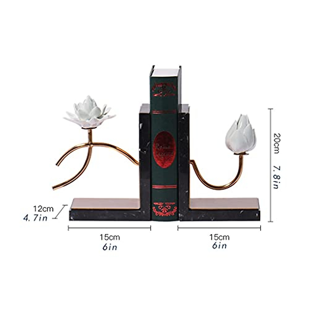 Book Ends for Shelves Chinese Style Creative Bookend Bookshelf Marble Anti-Moving Bookends, Used for Decoration of Office and Living Room Office Book Stand