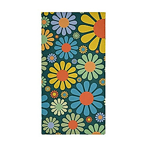 Hippie Flower Hand Towels Green Floral Towel Set of 2 Spring Summer Small Bath Towels Soft Guest Face Towel Bathroom Decorations Thin Kitchen Tea Dish Towels