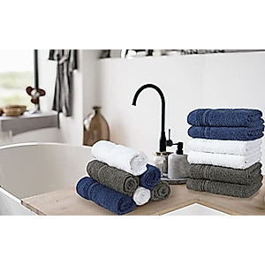 ERINA Cotton Washcloths Set of 12, Heavy GSM 100% Pure Combed Cotton Washcloths 12 x 12 Inch, Highly Absorbent Face Towels, and Quick Drying Fingertip Towels for Daily Use (Multi-Dark)