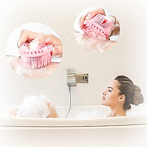Silicone Body Scrubber Loofah - Set of 3 Soft Exfoliating Body Bath Shower Scrubber Loofah Brush for Sensitive Kids Women Men All Kinds of Skin(Purple/Green/Pink)