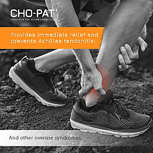 Cho-Pat Achilles Tendon Strap, Developed with Sports Medical Professionals at Mayo Clinic to Reduce Stress & Alleviate Achilles Tendonitis Pain, Large
